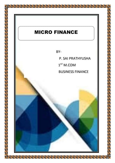 PPT ON MICRO FINANCE | PPT