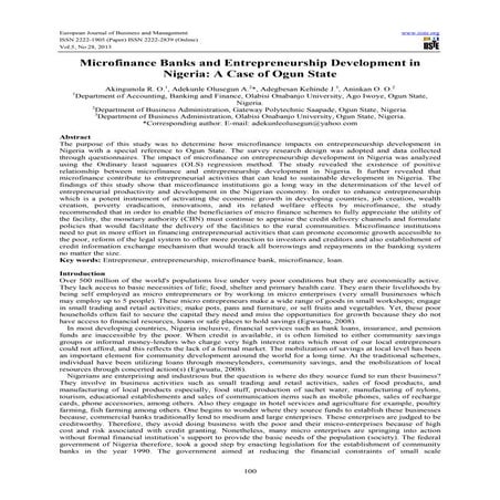 Microfinance banks and entrepreneurship development in nigeria | PDF | Business Loans | Business ...