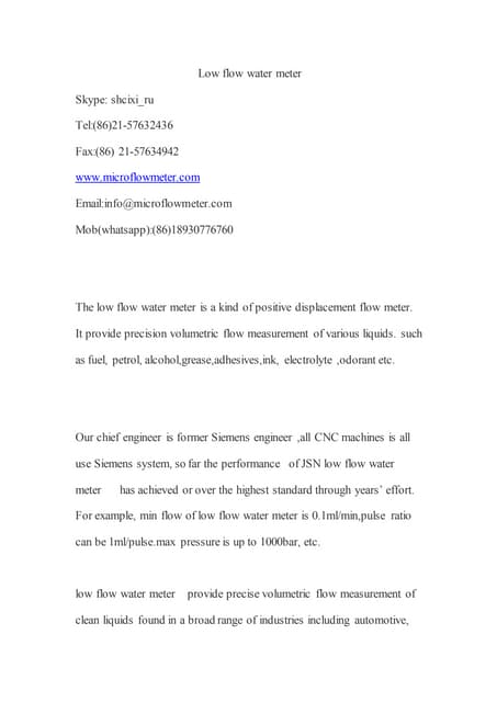 low flow meter | PDF
