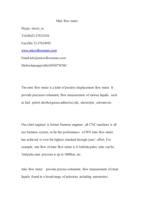 micro flow sensor | DOCX | Chemistry | Science