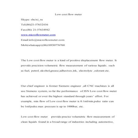 Low cost flow meter | DOCX