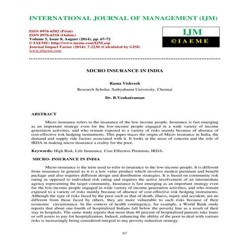 Micro insurance in india | PDF