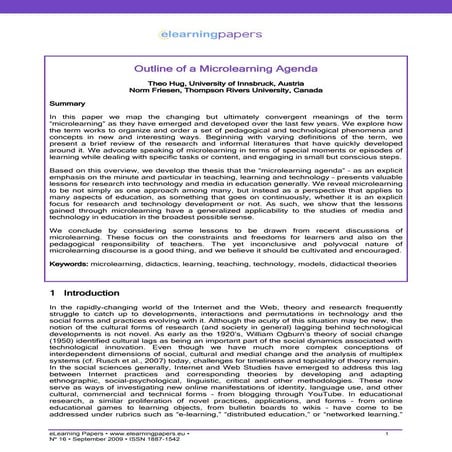 Outline of a Microlearning Agenda | PDF