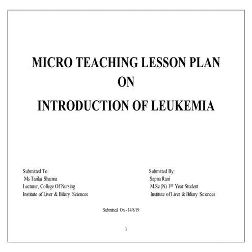 Micro lesson on leukemia sapna | DOCX
