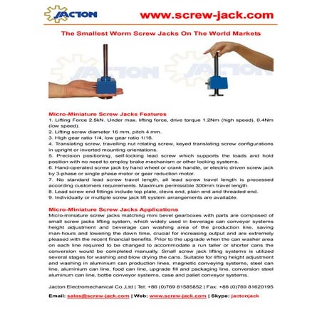 Micro lifting mechanism, light duty screw jack, light weight miniature ...
