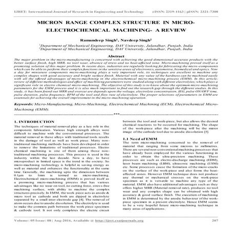 Micron range complex structure in micro electrochemical machining- a ...