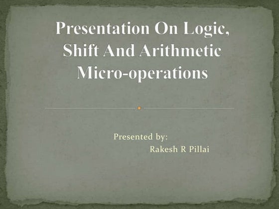 Logical And Shift Micro Operations Ppt