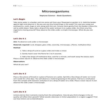 CBSE - Grade 8 - Biology - Microorganisms - Neptune Science - Exercise ...