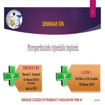 Microparticulate injectable implants insitue depot | PPSX