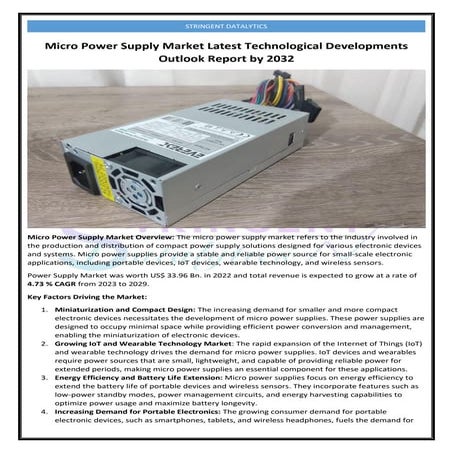 Micro Power Supply Market Latest Technological Developments Outlook ...
