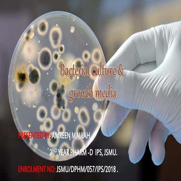 Bacterial Growth & culture media | PPTX