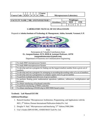Microprocessor lab | PDF