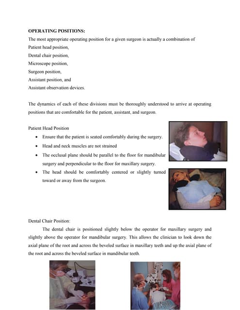 Dental chair, patient and operator position | PPTX | Dental Health ...