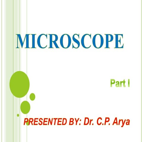 Microscope part 1 BY DR. C. P. ARYA (B.Sc. B.D.S.; M.D.S.; P.M.S.; R.N.T.C.P.) | PPTX