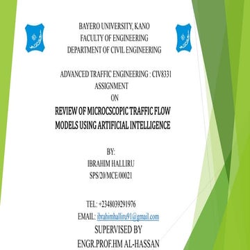 Microscopic Traffic Flow Model Using Ai Pptx