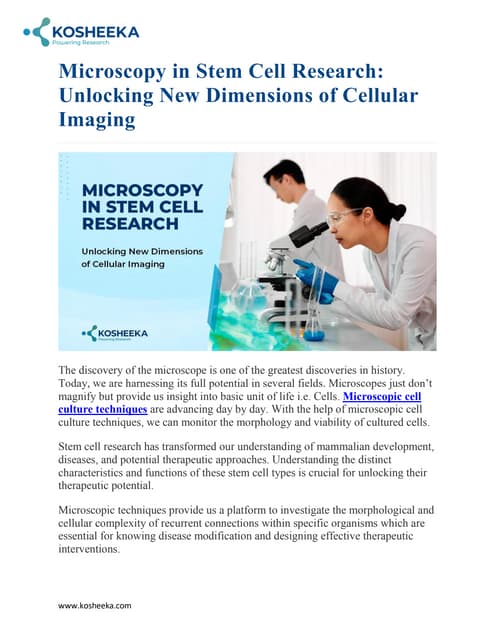 Understanding Primary Cell Culture: Advantages and Disadvantage | PDF