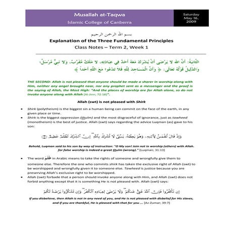 Microsoft word lesson 09 aqeedah-20090516 | PDF