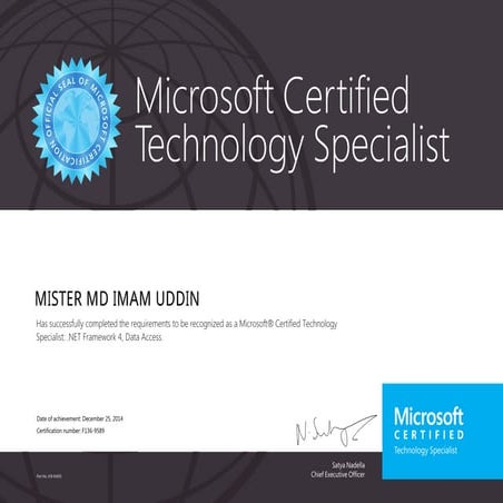 Microsoft certified professional developer data access imamuddinwp | PDF