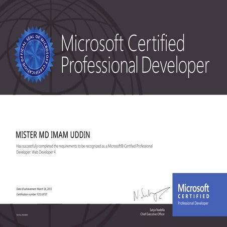 Microsoft certified professional developer imamuddinwp | PPT
