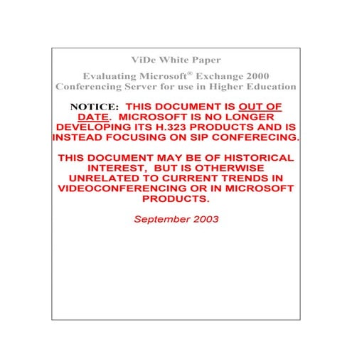 Microsoft® Exchange 2000 Conferencing Server | PDF