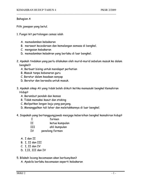 Kertas Soalan Reka bentuk teknologi Tahun 4 | PDF