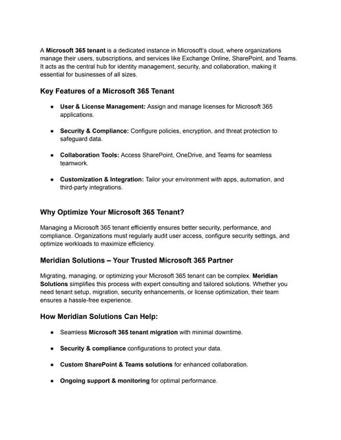 What Is a Microsoft 365 Tenant and Why Does It Matter? | PDF