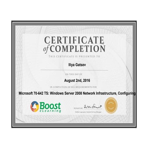 Iliya Gatsev - Microsoft 70-642 TS Windows Server 2008 Network ...
