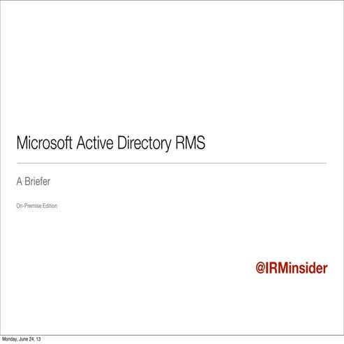 What is Microsoft Active Directory RMS (Rights Management Services)? | PDF