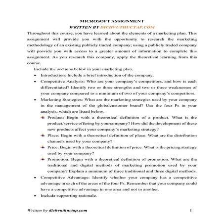 Microsoft assignment written by dichvuthuctap | PDF