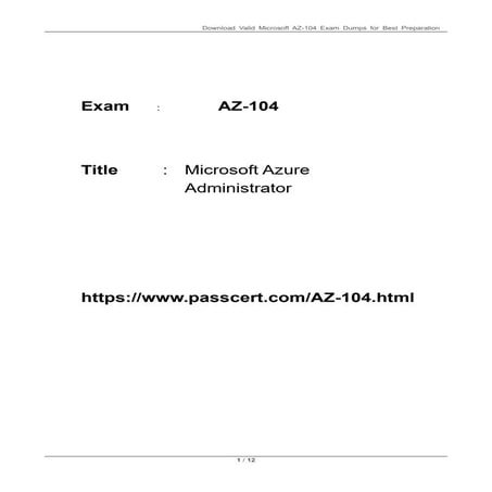 latest AZ-104 Exam Questions and Answers | PDF