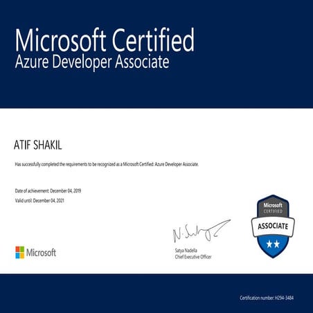 Microsoft certified Azure Developer Associate | PPT