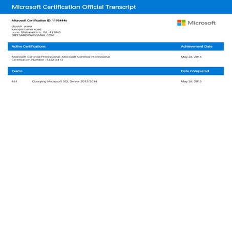 Microsoft certified professional_transcript | PDF