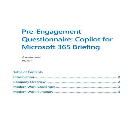 Microsoft CSP Briefing Pre-Engagement - Questionnaire | DOCX