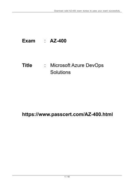 Microsoft DevOps AZ-400 Real Dumps 2023 | PDF Microsoft DevOps AZ-400 Real Dumps 2023 | PDF