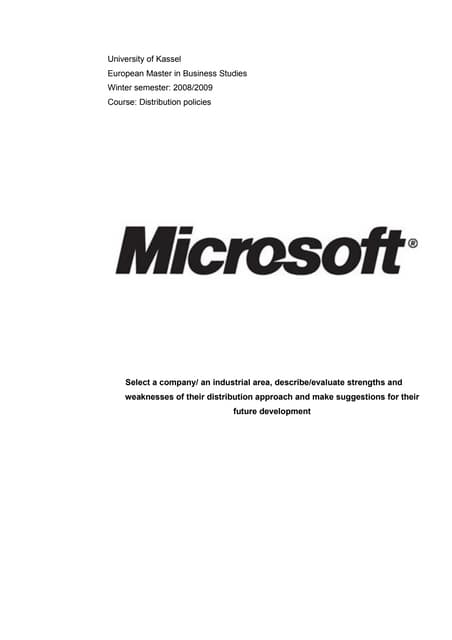 Microsoft Distribution Channels Presentation | PPT