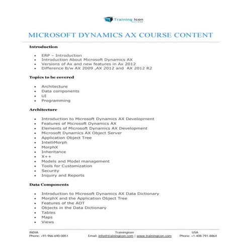 MICROSOFT DYNAMICS AX ONLINE TRAINING | PDF | Programming Languages | Computing