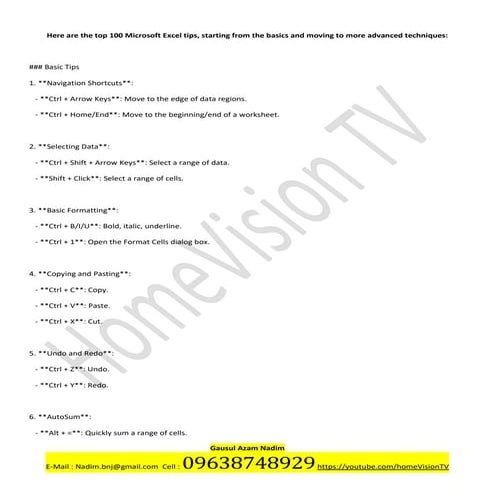 "Top 100 Tips for Mastering Microsoft Excel: Expert Guide to Boost Your ...