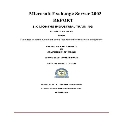 Microsoft exchange server report final3 | DOCX | Internet | Computing