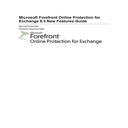 Microsoft Forefront - Online Protection for Exchange 9.3 New Features ...