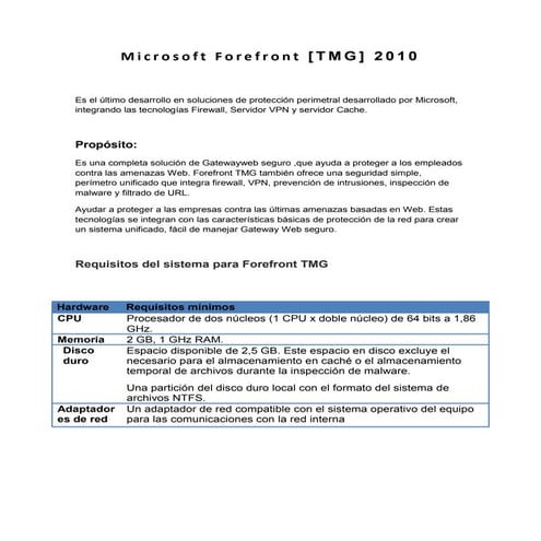 Microsoft forefront (TMG) | PDF