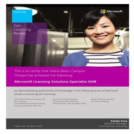 Microsoft Licensing Solutions Specialist SMB | PDF