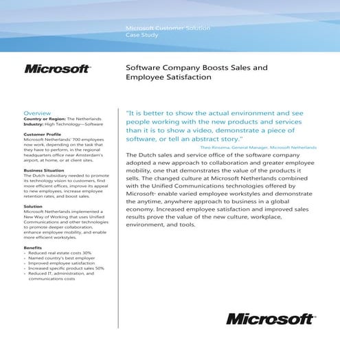 Microsoft New Way Of Working Case Study | PDF