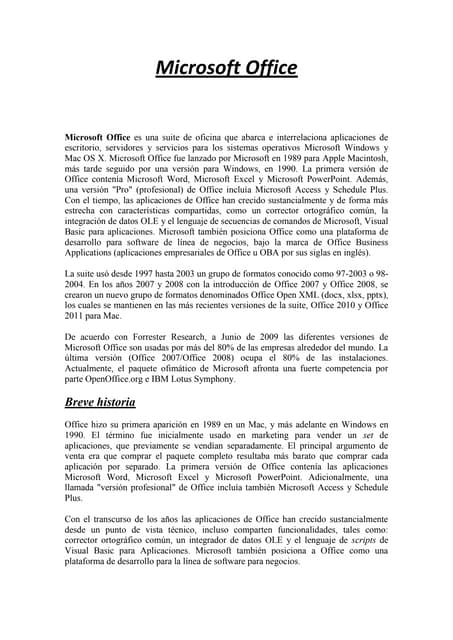 Historia y evolucion de microsoft office | PPT