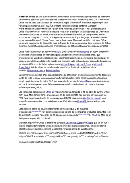 Historia y evolucion de microsoft office | PPT