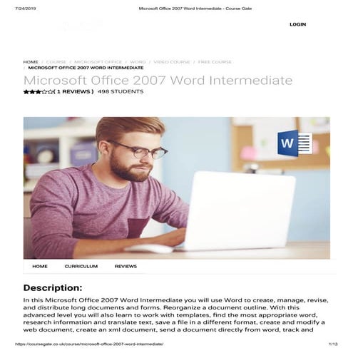 Microsoft Office 2007 Word Intermediate - Course Gate | PDF