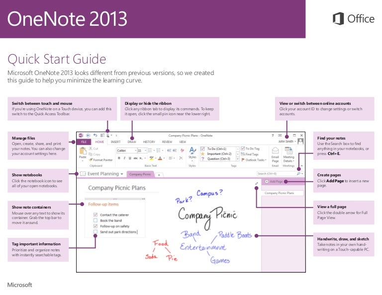 Microsoft OneNote 2013 Quickstart