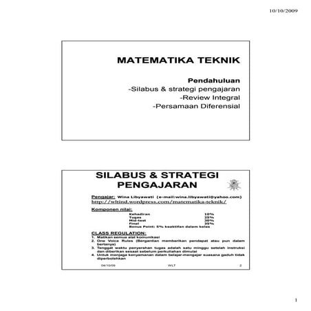 Silabus kalkulus 2 | PDF