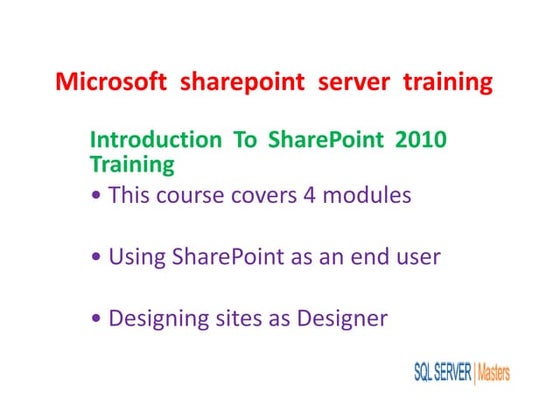 Microsoft sharepoint business intelligence training | PPT