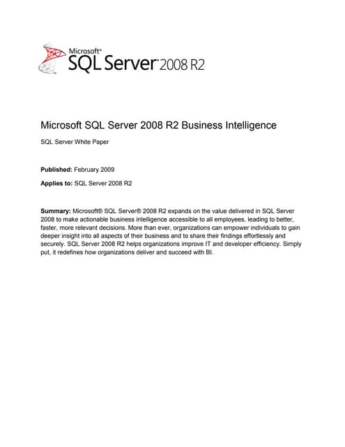 Microsoft Sql Server 2008 R2 Business Intelligence Pdf