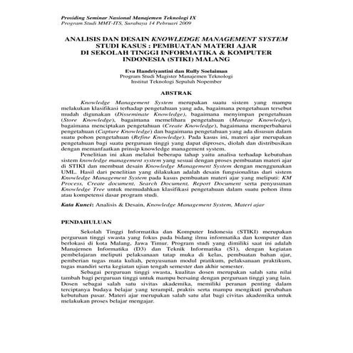 Presentasi analisa & desain Knowledge Management System | PPT